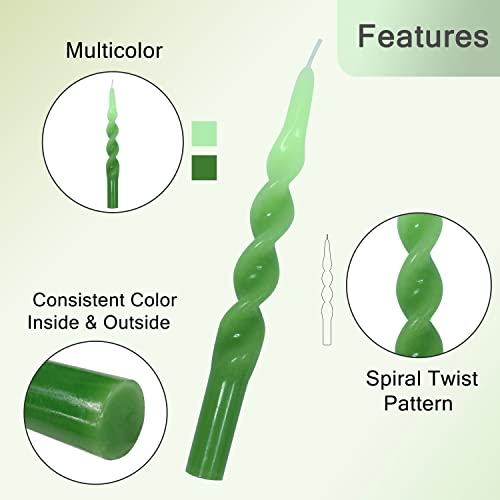 Spiral Taper Candle Dinner Candle Set 10 Inches Twisted Candlesticks 2 Color Handmade Dripless Candles Sticks for Wedding Celebration Anniversary Christmas Church