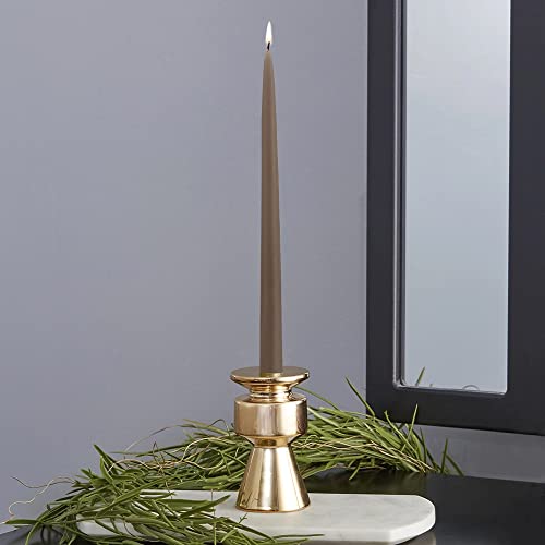 Root Candles Beeswax Blend Smooth Hand-Dipped Premium Handcrafted Unscented 12-Inch Taper Candles, 12-Count, Portobello