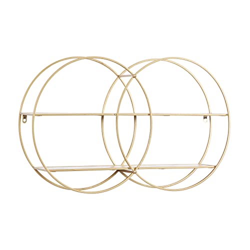 CosmoLiving by Cosmopolitan Metal Round 2 Shelf Wall Shelf, 30" x 6" x 18", Gold