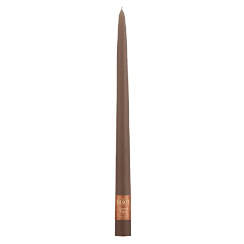 Root Candles Beeswax Blend Smooth Hand-Dipped Premium Handcrafted Unscented 12-Inch Taper Candles, 12-Count, Portobello