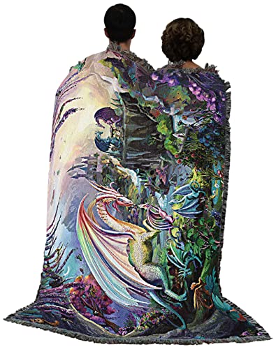 Pure Country Weavers Dragon Valley Blanket by Rose Khan - Gift Fantasy Tapestry Throw Woven from Cotton - Made in The USA (72x54)