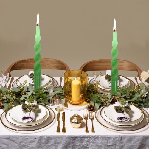 Spiral Taper Candle Dinner Candle Set 10 Inches Twisted Candlesticks 2 Color Handmade Dripless Candles Sticks for Wedding Celebration Anniversary Christmas Church