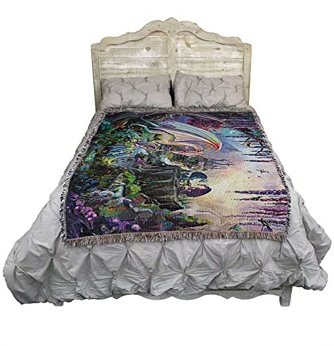 Pure Country Weavers Dragon Valley Blanket by Rose Khan - Gift Fantasy Tapestry Throw Woven from Cotton - Made in The USA (72x54)