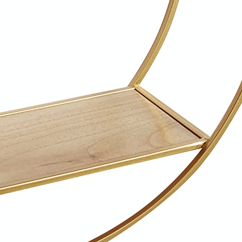 CosmoLiving by Cosmopolitan Metal Round 2 Shelf Wall Shelf, 30" x 6" x 18", Gold