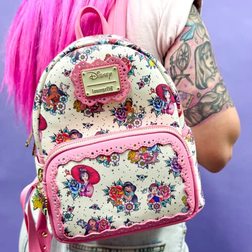 Loungefly Disney Princess Tattoo All Over Print Womens Double Strap Shoulder Bag Purse
