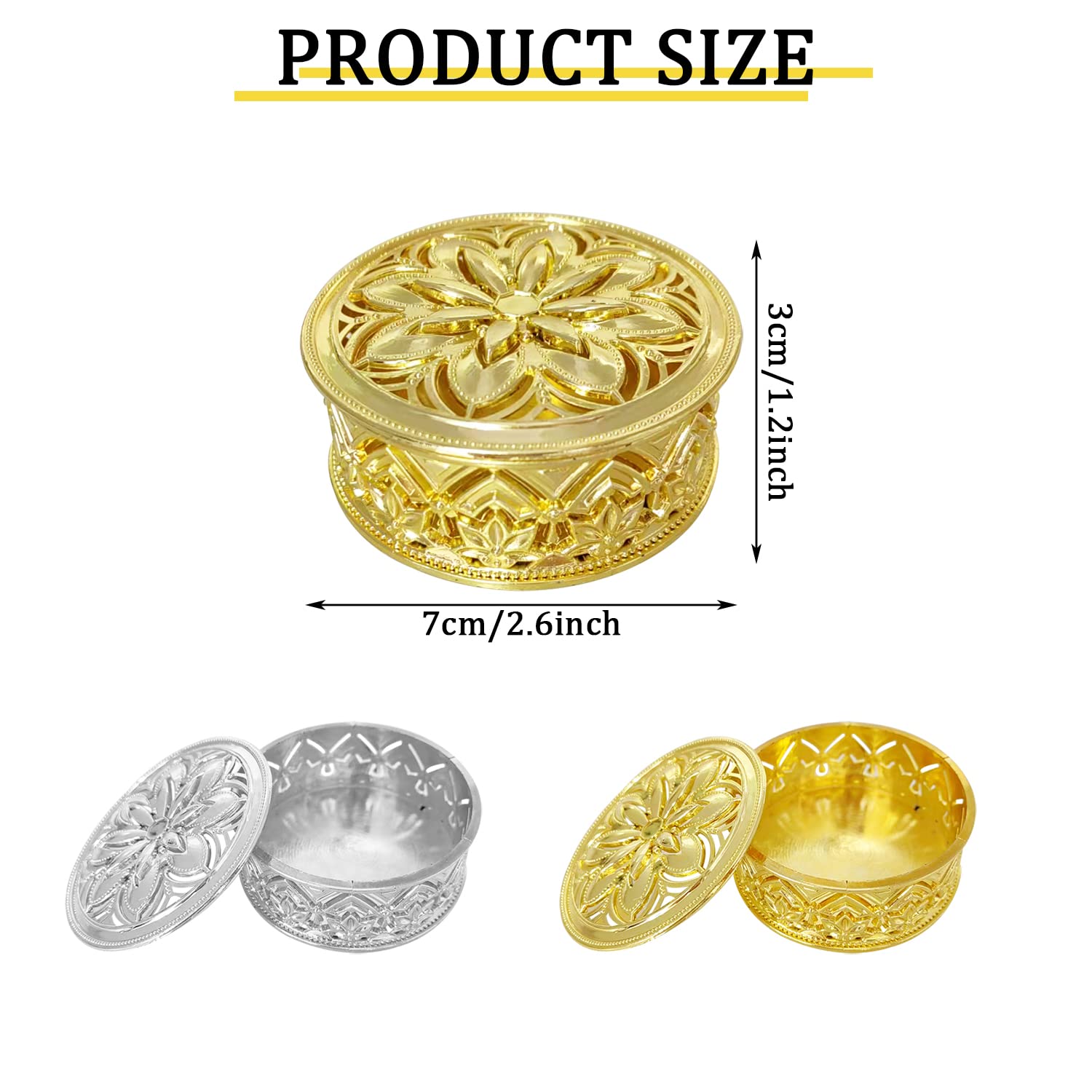 Kukiwhy 12 PCS Gold Silver Round Candy Boxes,Wedding Favor Boxes Candy Hollow Jars Candy Storage Boxes Gift Boxes for Wedding Baby Shower Christmas Birthday Party