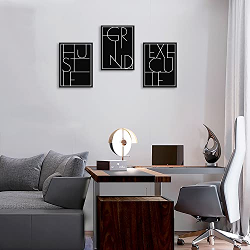 ARTINME Hustle Grind Execute Wall Art Inspirational Posters Motivational Wall Decor Inspirational Quotes Wall Art Motivational Wall Posters for Office Classroom Living Room Decor