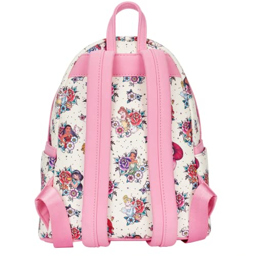 Loungefly Disney Princess Tattoo All Over Print Womens Double Strap Shoulder Bag Purse
