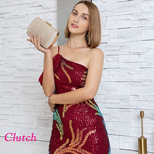 Savatano gold clutch,Evening bag gold clutch purses for women evening wedding cocktail party crossbody shoulder handbag
