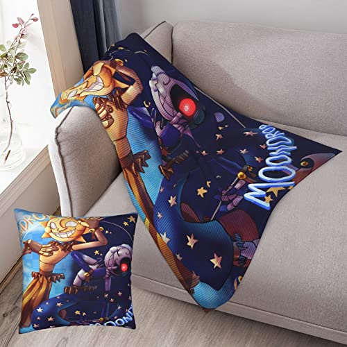 AEROSDEITH Sundrop Moondrop Plush Fuzzy Cozy Soft Blankets with Pillowcase Cover for Sofa Bed Throws Soft Plush Warm Sofa Bed Blanket All Season, One Size, Black 4