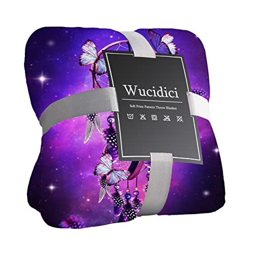 Wucidici Dream Catcher Butterfly Fleece Throw Blanket Soft Lightweight Blanket for Couch Sofa Adults Gift(50"x 60")