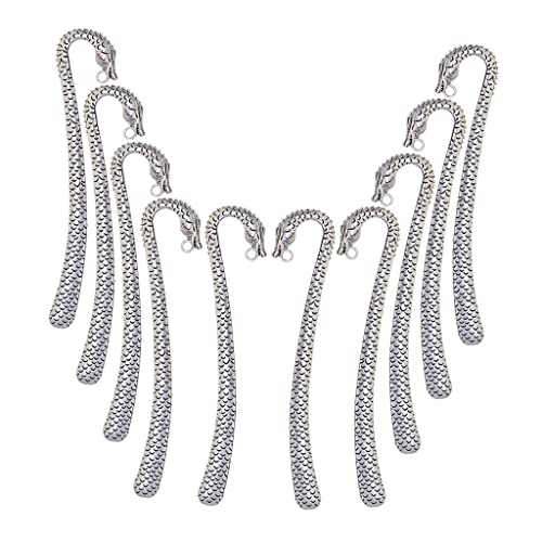 freneci 10x Metal Vintage Dragon Bookmarks with Hole Office Stationery Silver