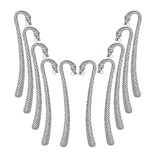 freneci 10x Metal Vintage Dragon Bookmarks with Hole Office Stationery Silver