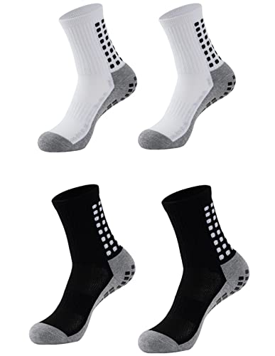 WIYCG Athletic Socks Men's Soccer Socks Anti-slip Gel Cushion Thick Towelled Bottom Shock Absorption Training Socks Manufactured Directly From Factory, 4 Pairs (Combo 4)