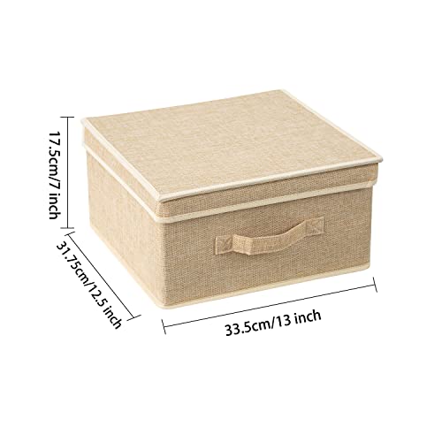 DOMEraax Storage Bins with Lid, Foldable Clothing Storage Box case with Handle for Toy, Books, Closet, Bedroom, Home, 4 Color Set, 13L x 12.5W x 7H inch