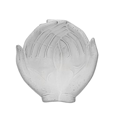 Creative Co-Op Stoneware Hands, Reactive Glaze Bowl, 5" L x 5" W x 2" H, White