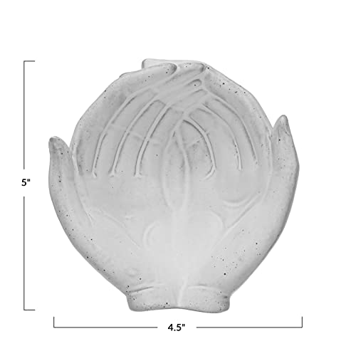 Creative Co-Op Stoneware Hands, Reactive Glaze Bowl, 5" L x 5" W x 2" H, White