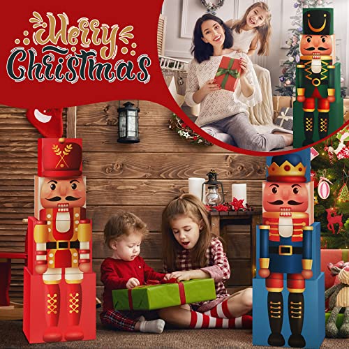 Teling 12 Pcs Christmas Nesting Gift Box Christmas Stackable Box Large Soldier Nutcracker Stacking Gift Boxes Gift Box Decorations for Christmas Wrapping Party Supplies(Nude)