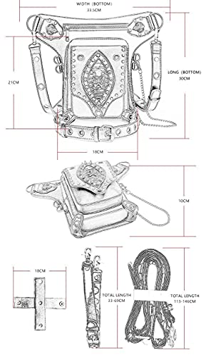 Steampunk Waist Thigh Bag Gothic Victorian Cosplay Backpack Retro Handheld Crossbody Shoulder Bag Vintage Handbags Black