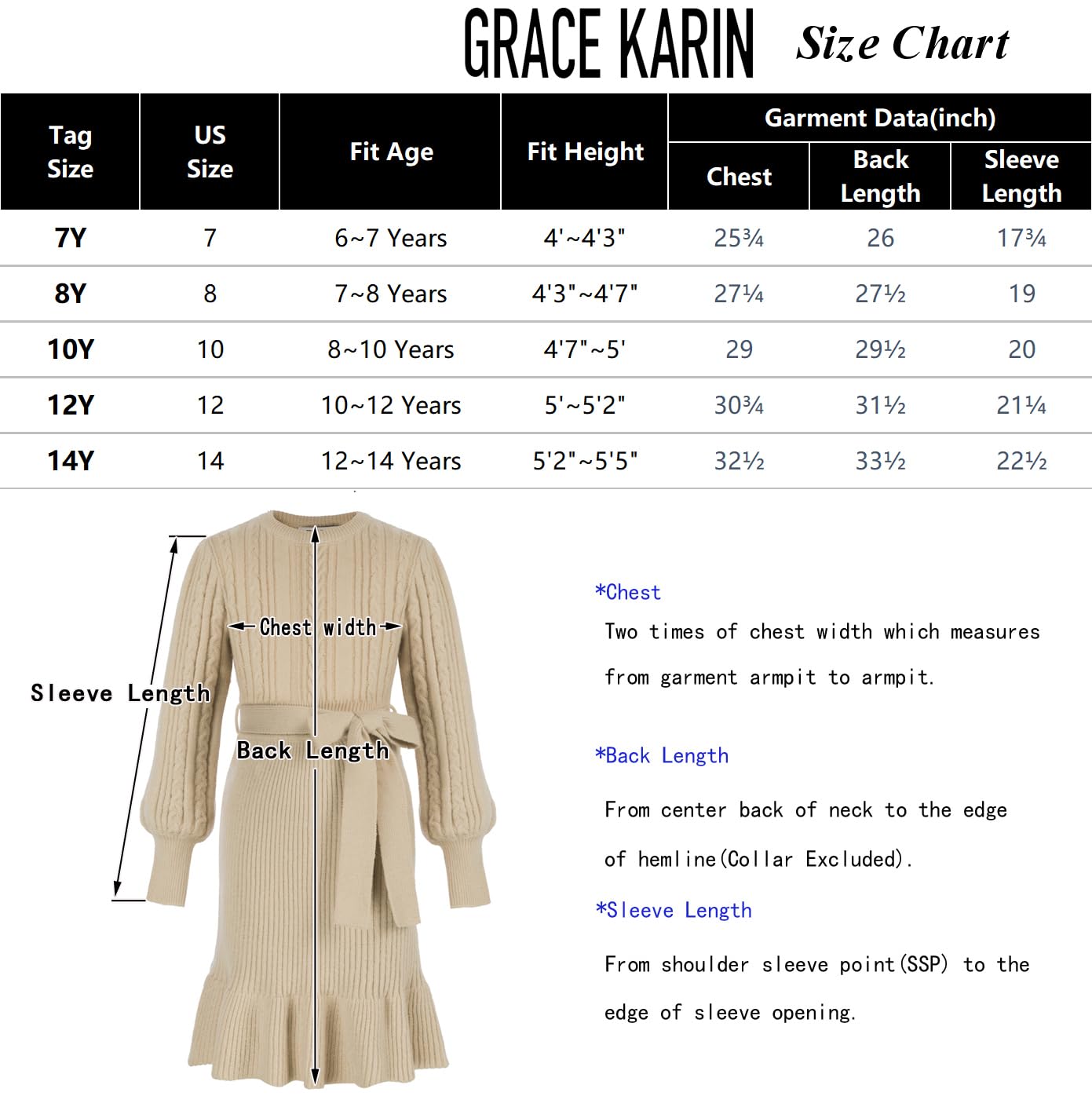 GRACE KARIN Winter Sweater Dress for Girl Christmas Dress Gift for Girl Size 7-8 Years Rust Red
