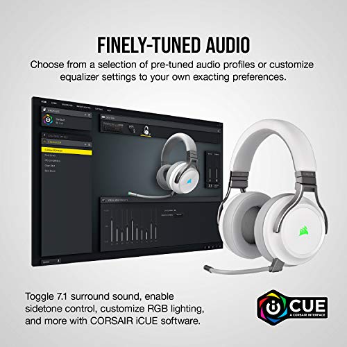 Corsair Virtuoso RGB Wireless Gaming Headset - High-Fidelity 7.1 Surround Sound w/Broadcast Quality Microphone - Memory Foam Earcups - 20 Hour Battery Life - Works with PC, PS5, PS4 – White, Premium