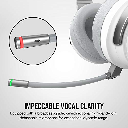 Corsair Virtuoso RGB Wireless Gaming Headset - High-Fidelity 7.1 Surround Sound w/Broadcast Quality Microphone - Memory Foam Earcups - 20 Hour Battery Life - Works with PC, PS5, PS4 – White, Premium