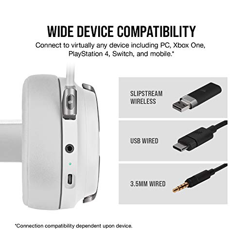 Corsair Virtuoso RGB Wireless Gaming Headset - High-Fidelity 7.1 Surround Sound w/Broadcast Quality Microphone - Memory Foam Earcups - 20 Hour Battery Life - Works with PC, PS5, PS4 – White, Premium
