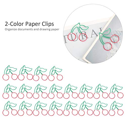 20PCS Bookmarks Planner Clip, Cute Fruit Pin Paper Clips Fruit Shaped 2‑Color Paper Clips for Office School Clips Accessories Gifts