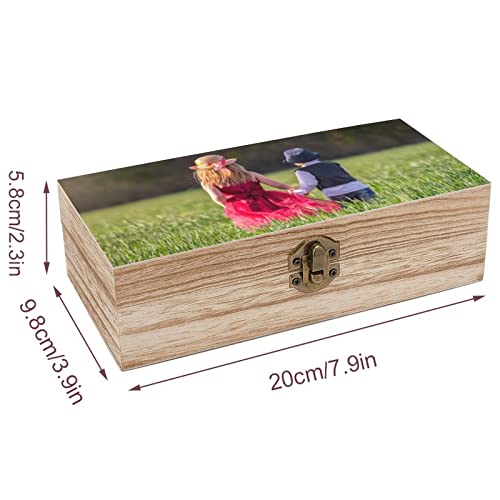Custom Wooden Storage Box with Lid and Lock, Personalized Design Your Keepsake Box with Picture Text, Add Photo Logo Decorative Wooden Box for Home Decor Storage