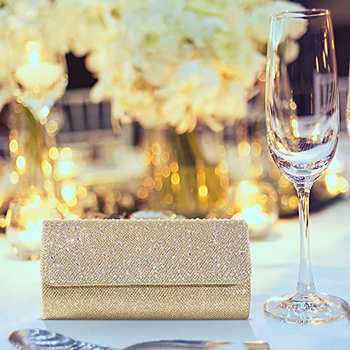 Generies RAPENG Crystal Rhinestone Women Clutch Bag evening handbag Glitter Envelope Evening Purse (gold)