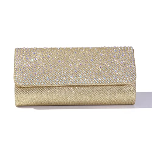Generies RAPENG Crystal Rhinestone Women Clutch Bag evening handbag Glitter Envelope Evening Purse (gold)