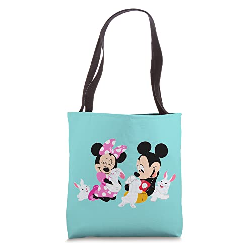 Disney Mickey and Minnie Mouse Easter Bunnies Turquoise Tote Bag