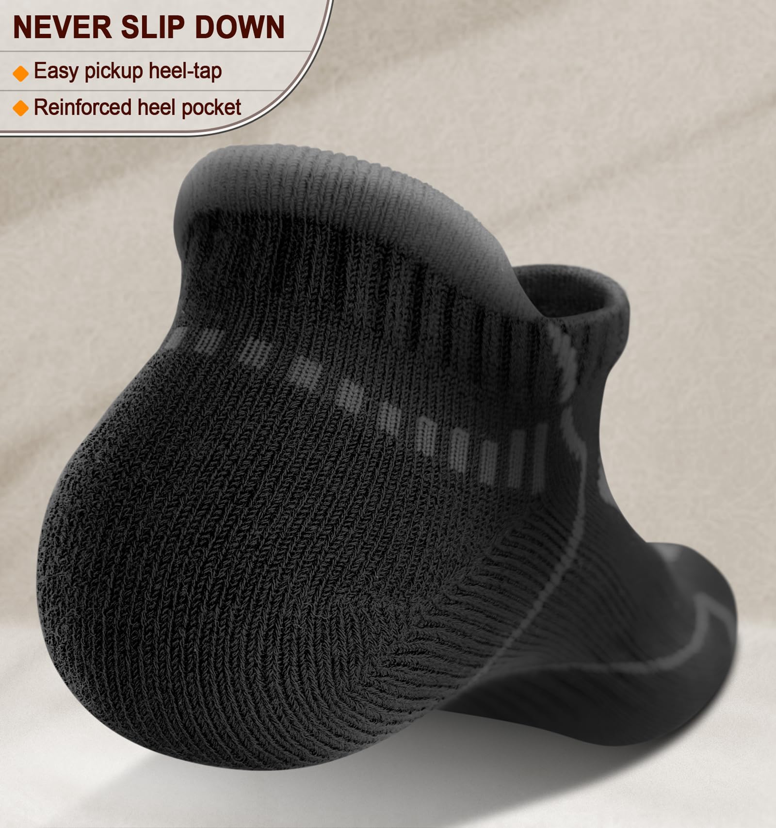 BULLIANT Men Running Socks 6Pairs-Ankle Athletic Socks Wicking Cushioned for Men Walking-Arch Compression Support(6Pairs,Shoes Size:Men 13-15)