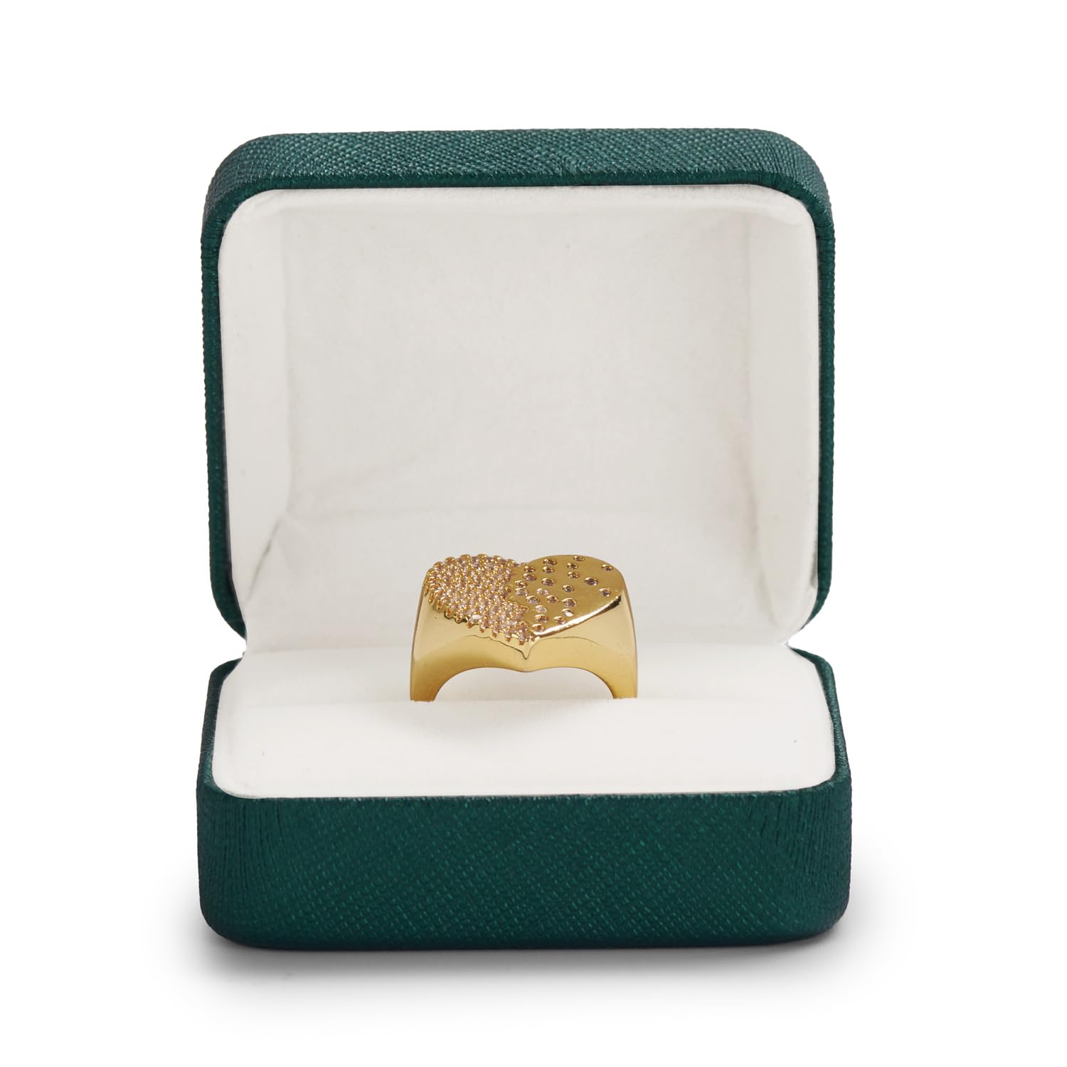 Woodten Green Round Corner PU Leather Proposal Ring Box Jewelry Ring Gift Box