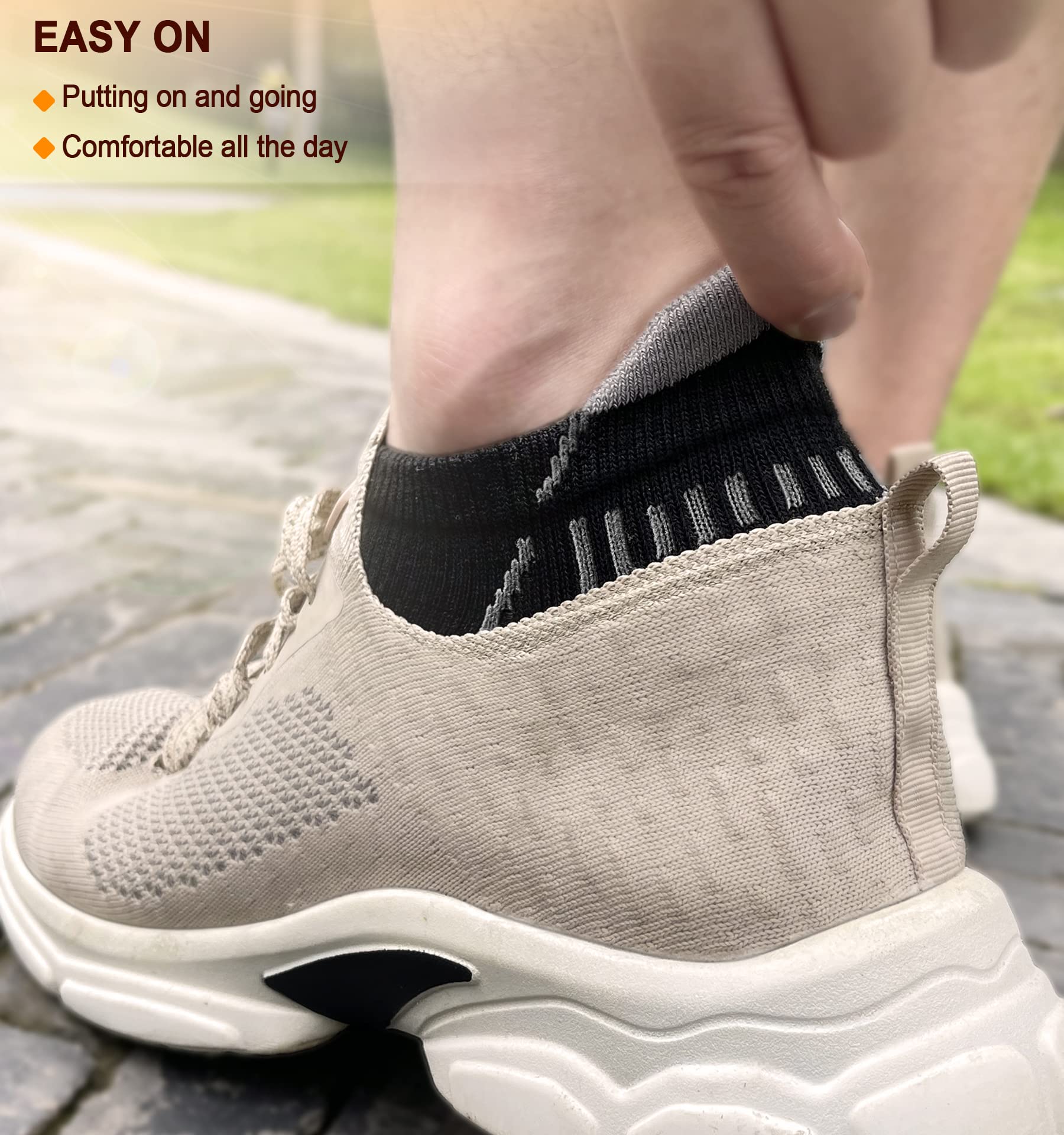 BULLIANT Men Running Socks 6Pairs-Ankle Athletic Socks Wicking Cushioned for Men Walking-Arch Compression Support(6Pairs,Shoes Size:Men 13-15)