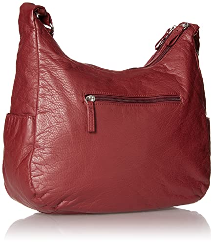 Bueno of California Grainy Washed Organzier Shoulder Bag, Wine