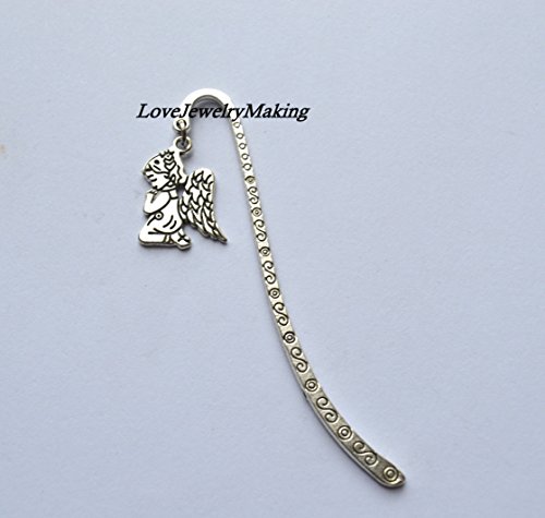 Angel Bookmark - Silver Guardian Angel Charm - Religious Spiritual Gifts - Unique Beaded Bookmark - Teacher Gifts