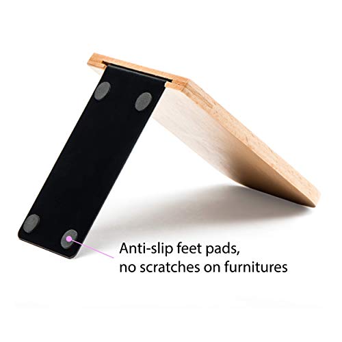 OrgaNice Beech Wood Bookends - Hand Crafted Design - Non-Skid and Padded Feet - Sturdy and Dependable - Gift-Ready Packaging [2 Units]