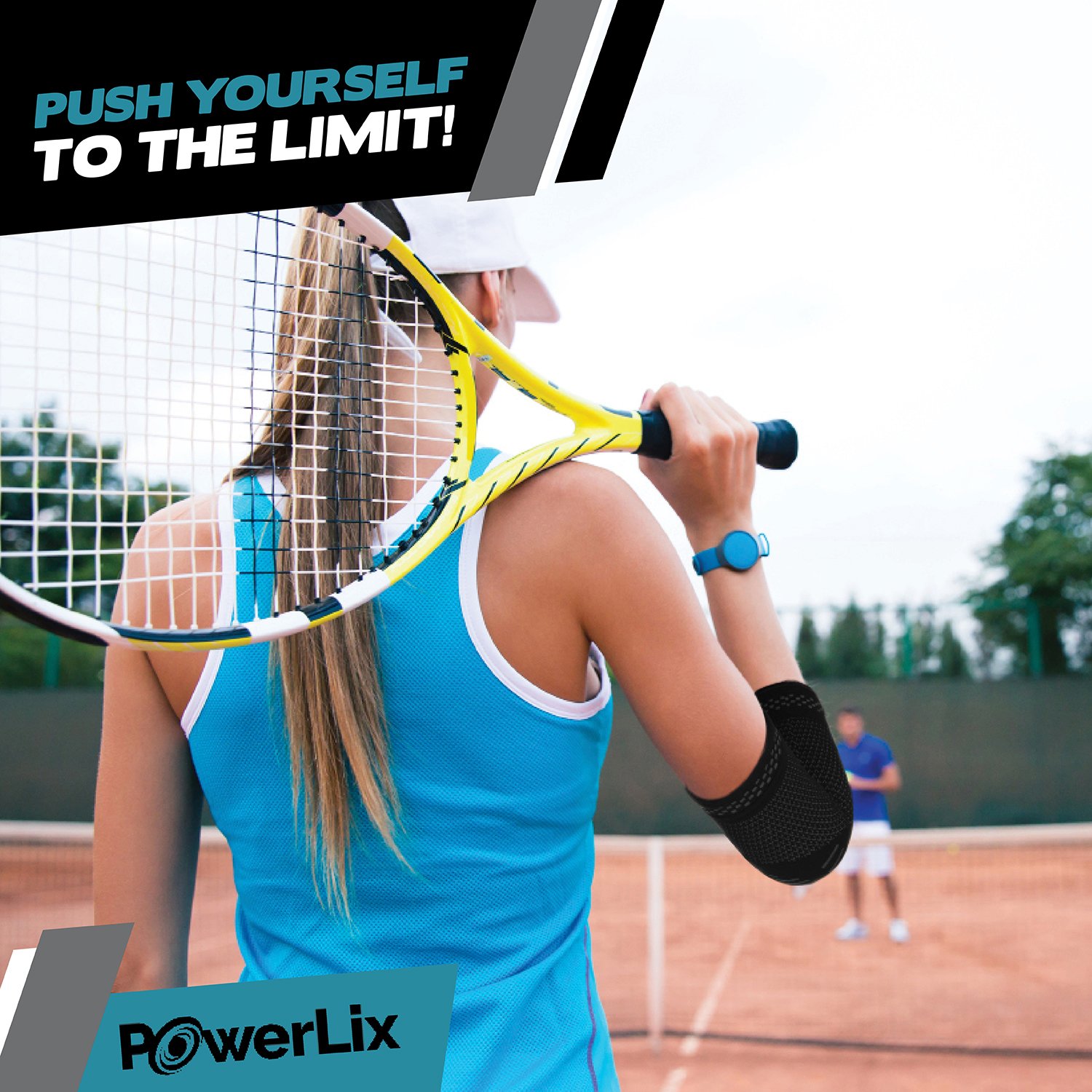 POWERLIX Elbow Orthopedic Brace Compression Support (Pair) - Elbow Sleeve for Tennis Elbow, Golfer’s Elbow, Bursitis, and Sprains, Arthritis, Tendonitis. Pain Relief