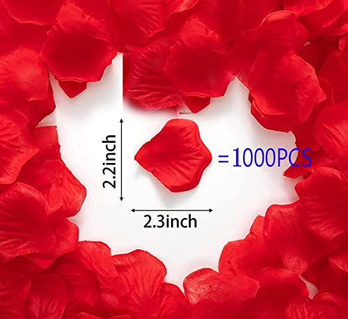 Proyatech LED Candles 24 Packs Flameless Tea Lights with 1000 Packs Artificial Rose Petals for Wedding Romantic Night Valentine's Day Decor(Warm