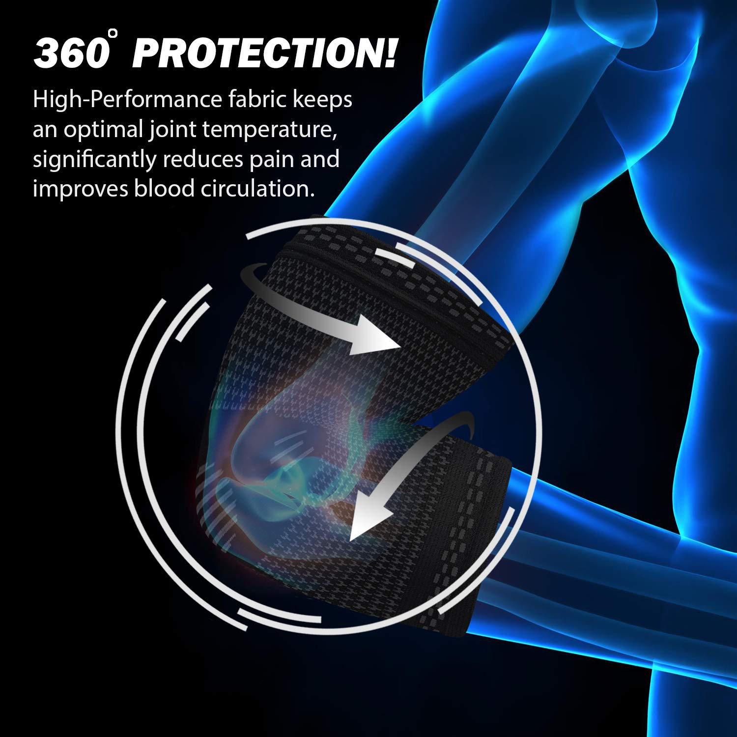 POWERLIX Elbow Orthopedic Brace Compression Support (Pair) - Elbow Sleeve for Tennis Elbow, Golfer’s Elbow, Bursitis, and Sprains, Arthritis, Tendonitis. Pain Relief