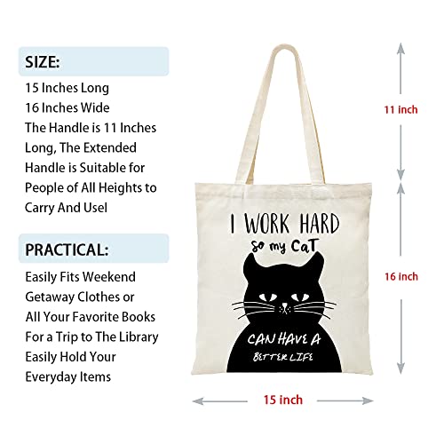 ZHANTUONE Canvas Tote Bag,My Cat Can Have a Better Life ,Cat Mom Cat Dad Gift,Cat Lover Gifts For Men or Women,Great Gift for Cat Lovers,Pet Lovers Birthday Gift,Multipurpose Canvas Tote Bag Gift