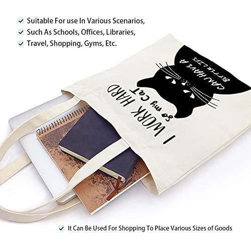 ZHANTUONE Canvas Tote Bag,My Cat Can Have a Better Life ,Cat Mom Cat Dad Gift,Cat Lover Gifts For Men or Women,Great Gift for Cat Lovers,Pet Lovers Birthday Gift,Multipurpose Canvas Tote Bag Gift