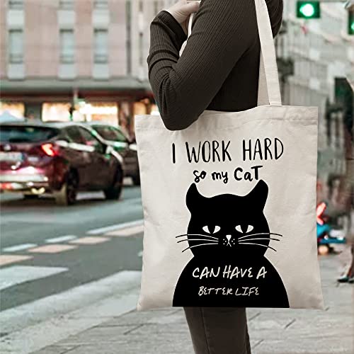 ZHANTUONE Canvas Tote Bag,My Cat Can Have a Better Life ,Cat Mom Cat Dad Gift,Cat Lover Gifts For Men or Women,Great Gift for Cat Lovers,Pet Lovers Birthday Gift,Multipurpose Canvas Tote Bag Gift