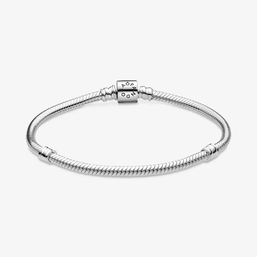 PANDORA Moments Barrel Clasp Snake Chain Bracelet - Silver Bracelet for Women - Sterling Silver - 7.9" - With Gift Box