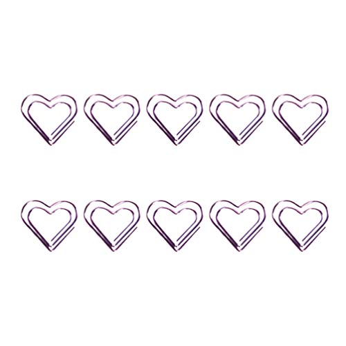 NUOBESTY 20Pcs Love Heart Shaped Paper Clips Holder Metal Note Clips Bookmark Marking Clamp Page Marker Document Organizing Clip for Office School Wedding Decoration Purple