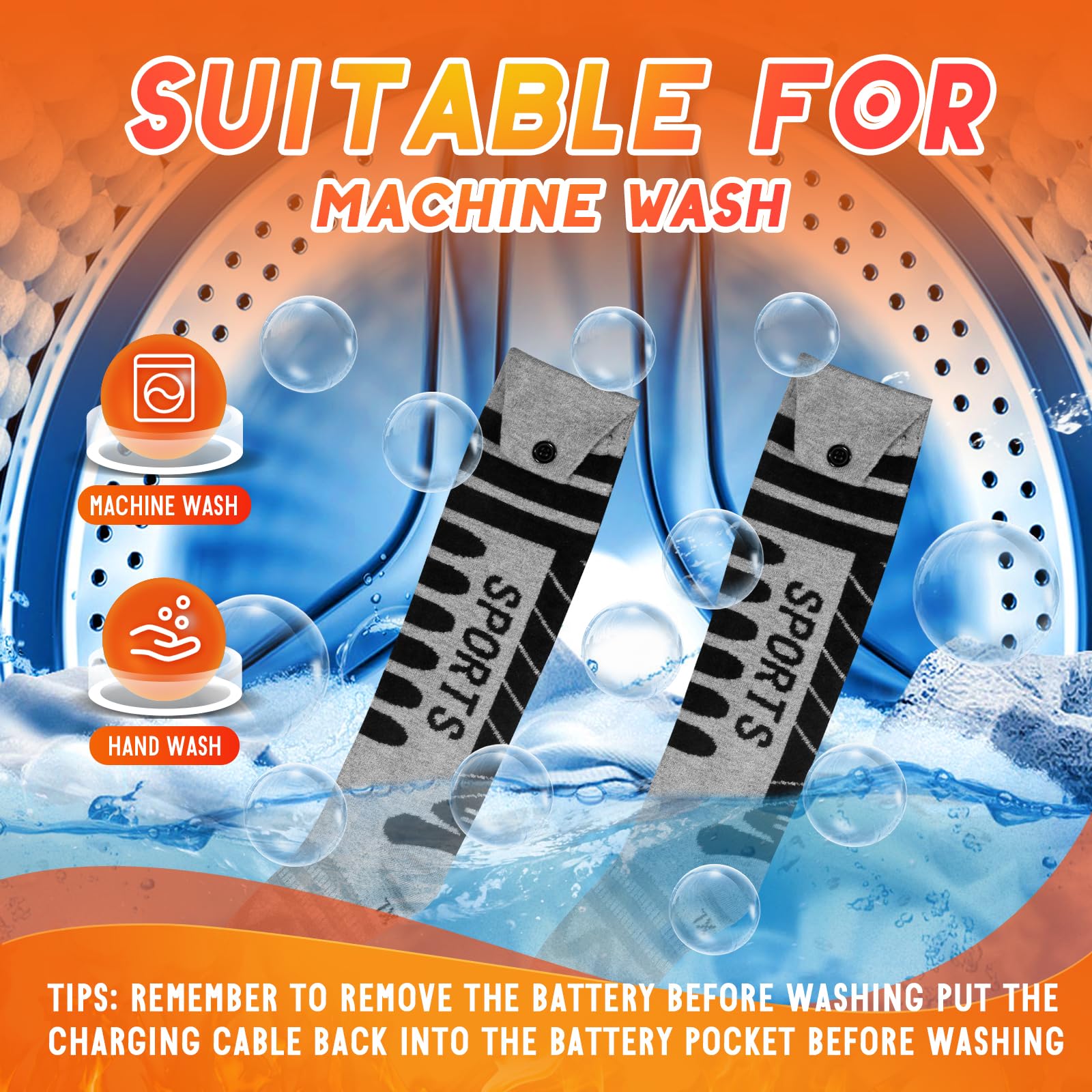 Heated Socks, Electric Heated Socks for Women Men, 4 Heat Settings Rechargeable Heating Socks with 360Β° Heating, Machine Washable Thermal Electric Socks Unisex Foot Warmer for Hunting Skiing Camping