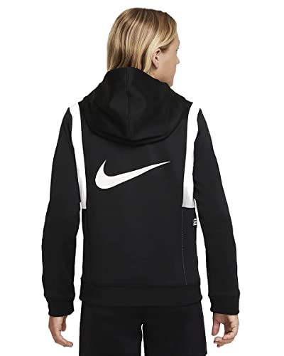 Nike Boy's Elite Full Zip Hoodie (Little Kids/Big Kids) Black/Black/White/White LG (14-16 Big Kid)