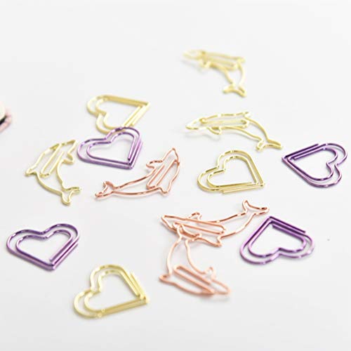 NUOBESTY 20Pcs Love Heart Shaped Paper Clips Holder Metal Note Clips Bookmark Marking Clamp Page Marker Document Organizing Clip for Office School Wedding Decoration Purple