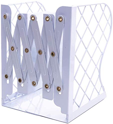 DengHU Bookeds,Adjustable Bookends Table Desktop Desk Expandable Adjustable Bookcase Bookend for Heavy Books Holder for Desk Book Stand Heavy Duty Bookend (White)
